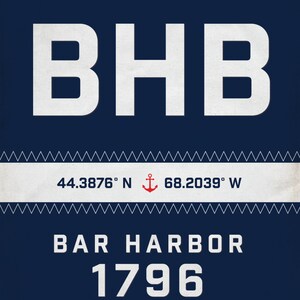 Bar Harbor Print Maine Recycled Sail Style Poster Nautical - Etsy