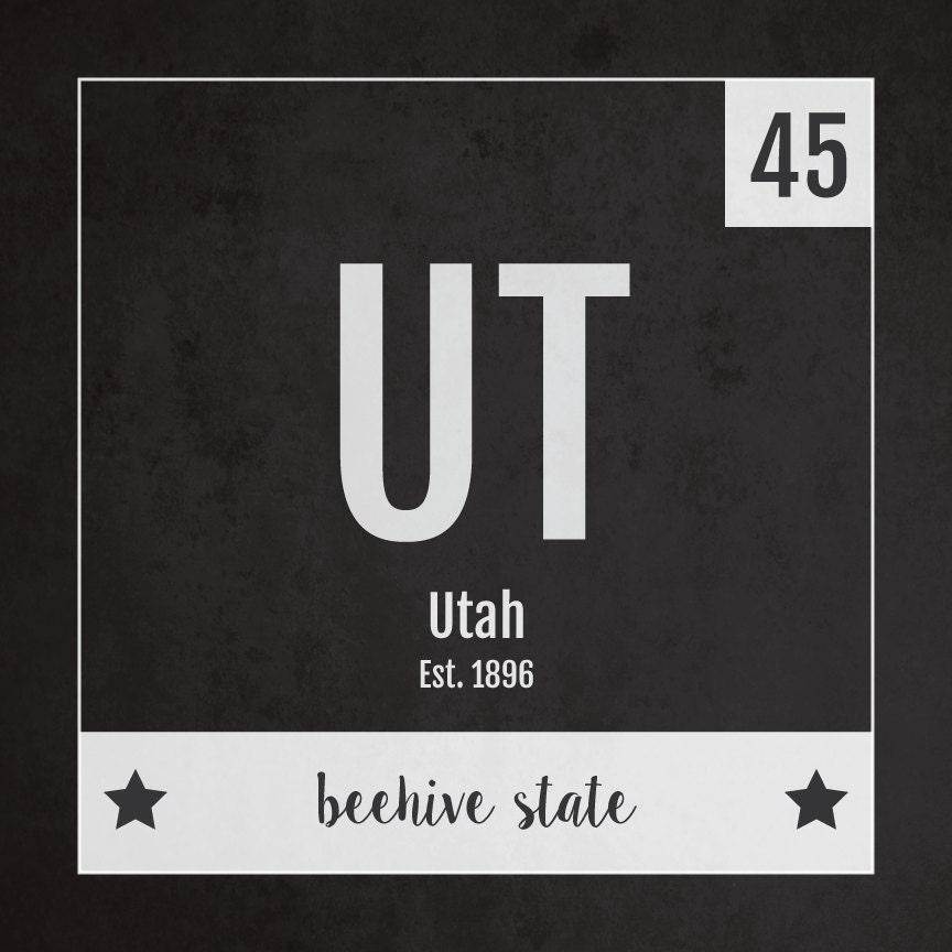 Utah Print Periodic Table Utah Home Wall Art Vintage Utah | Etsy