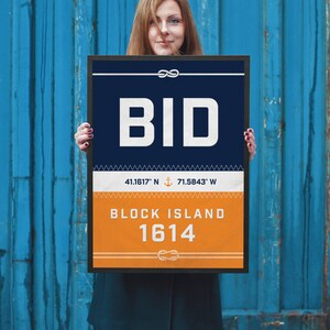 Block Island Print Rhode Island Recycled Sail Style Poster, Nautical ...