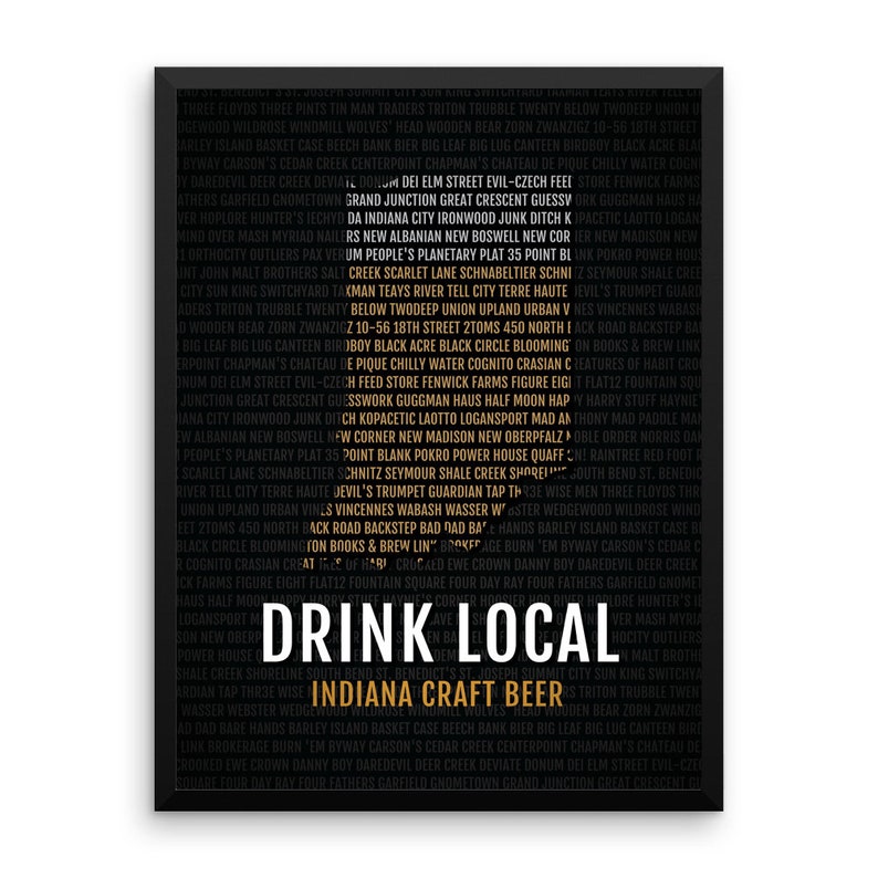 Indiana Beer Print Map IN Drink Local Craft Beer Sign | Etsy