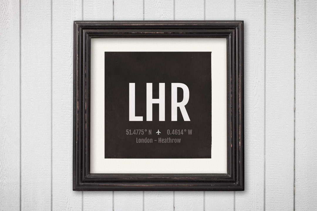 London Heathrow Airport Code Print LHR Aviation Art UK England Airplane ...