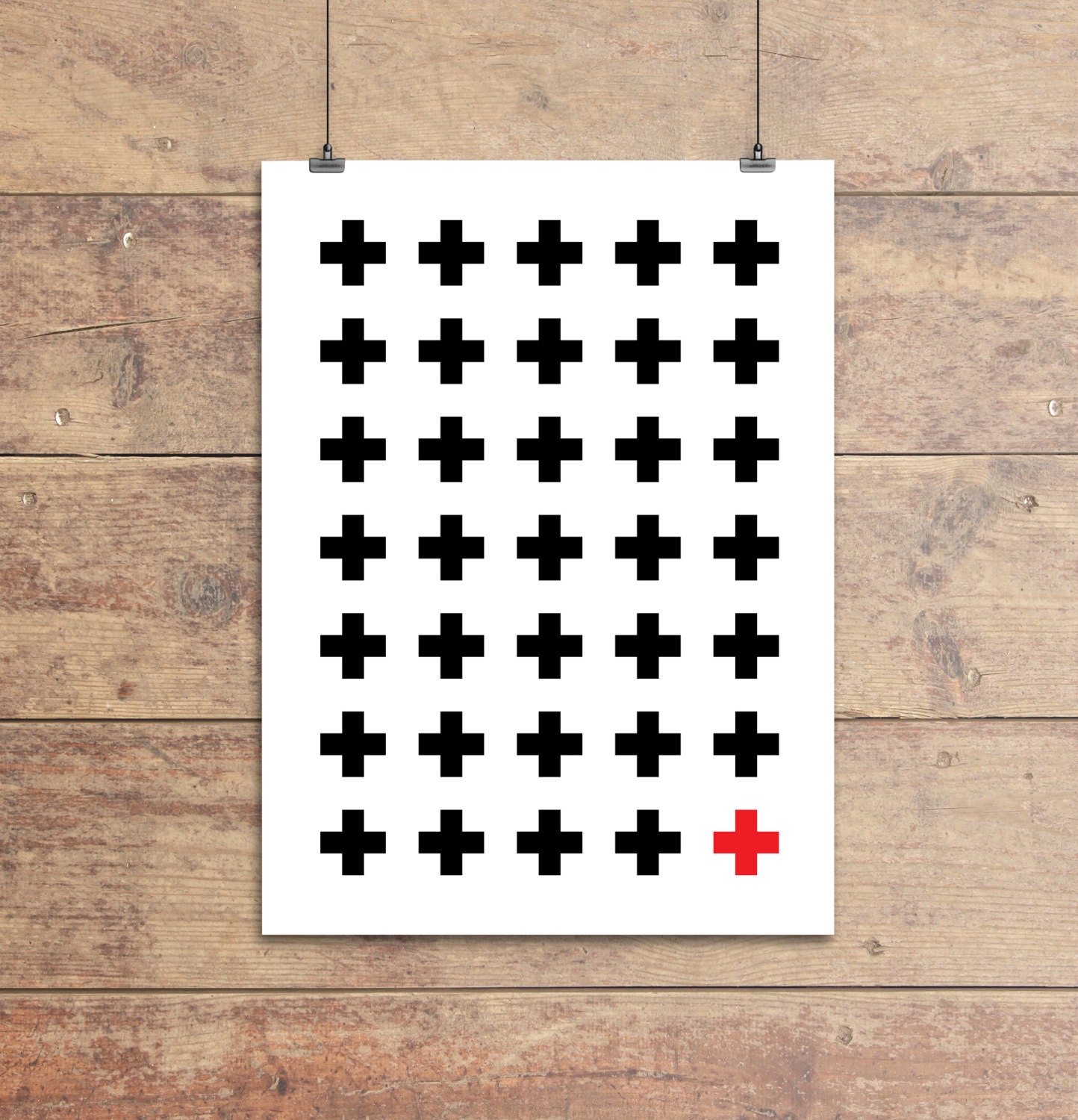 Swiss Cross Print Black and White Plus Sign Poster Swedish - Etsy