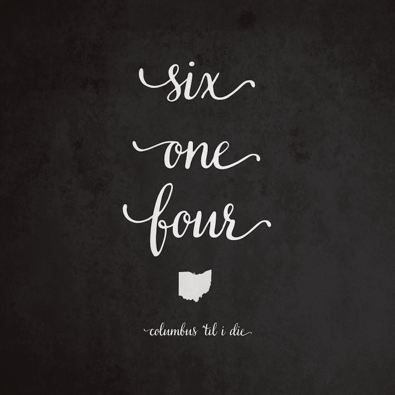 Columbus 614 Area Code Print Ohio Typography Poster - Etsy