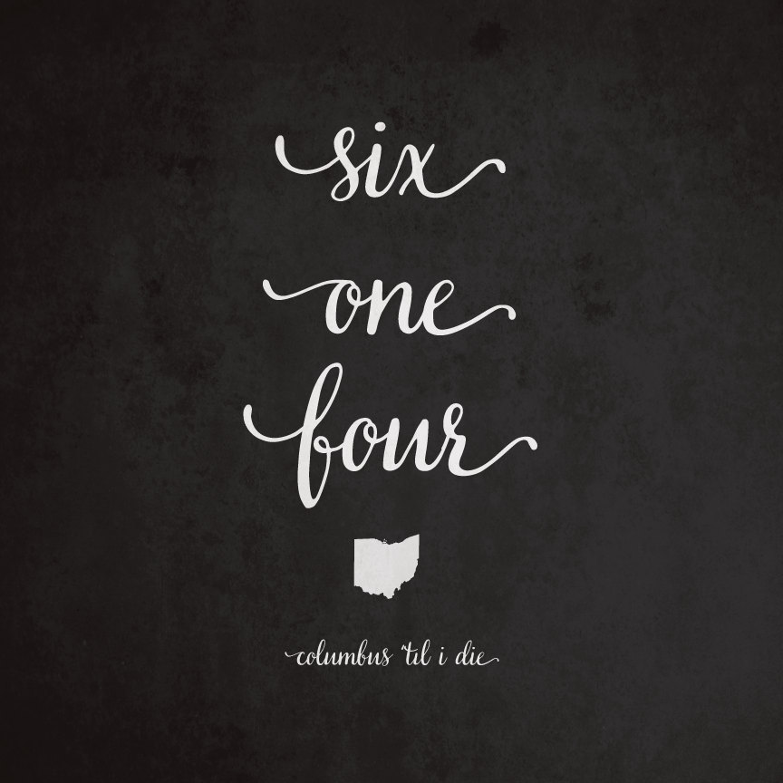 Columbus 614 Area Code Print Ohio Typography Poster | Etsy