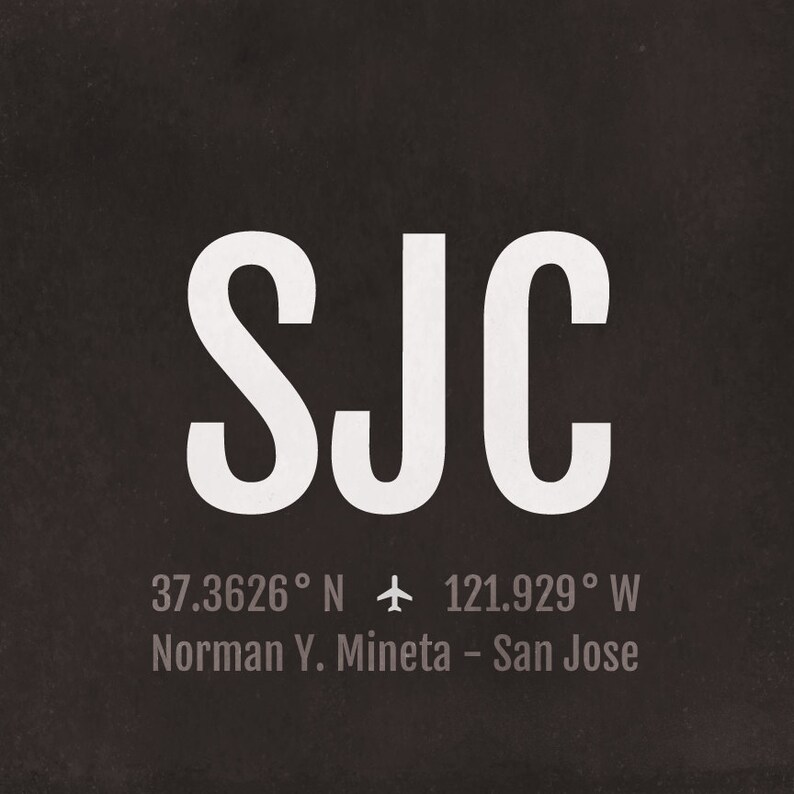 San Jose Airport Code Print SJC Aviation Art California Etsy San Jose Airport Code Print SJC Aviation Art California Etsy