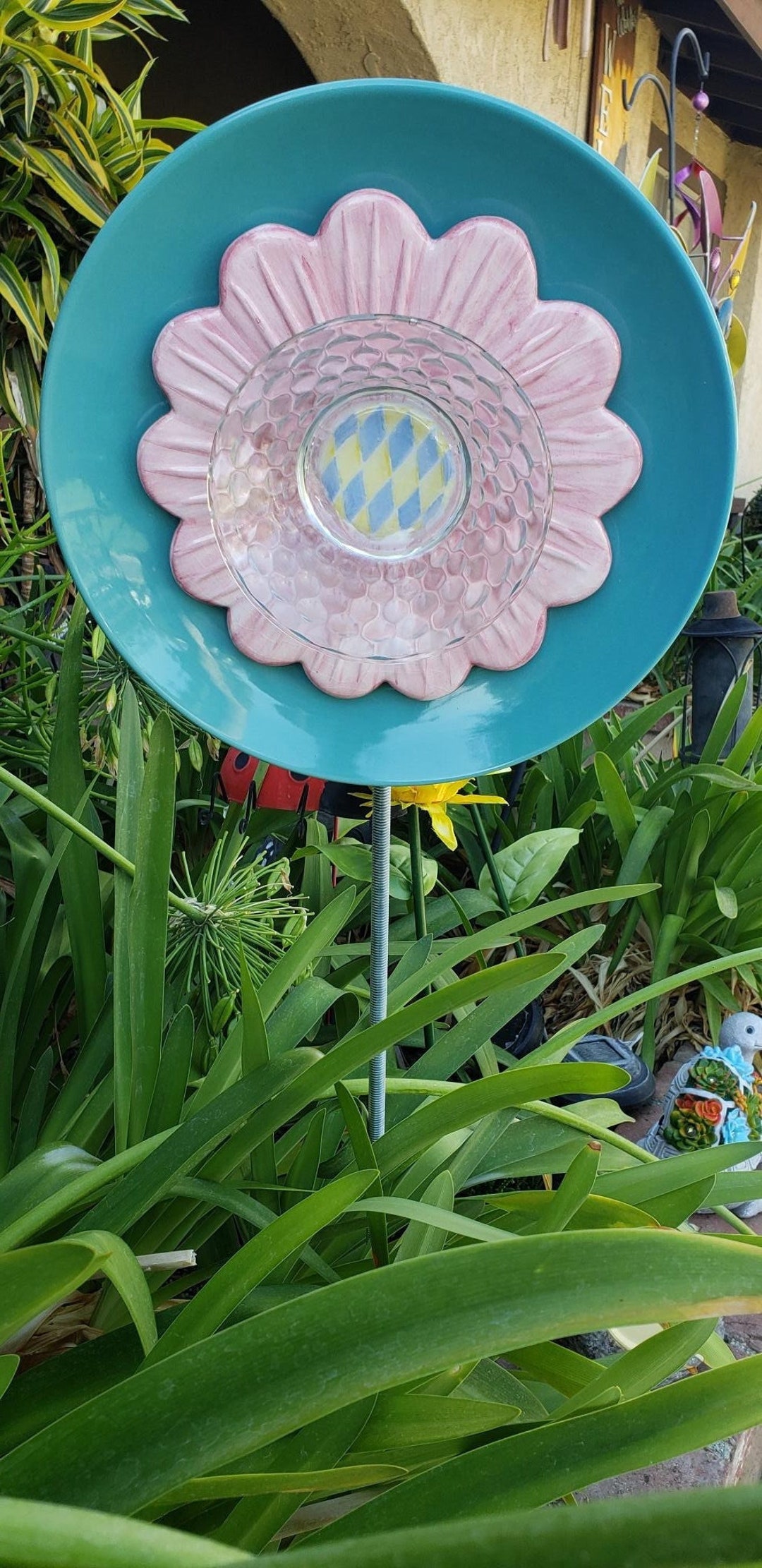Glass Plate Flower Garden Art - Etsy
