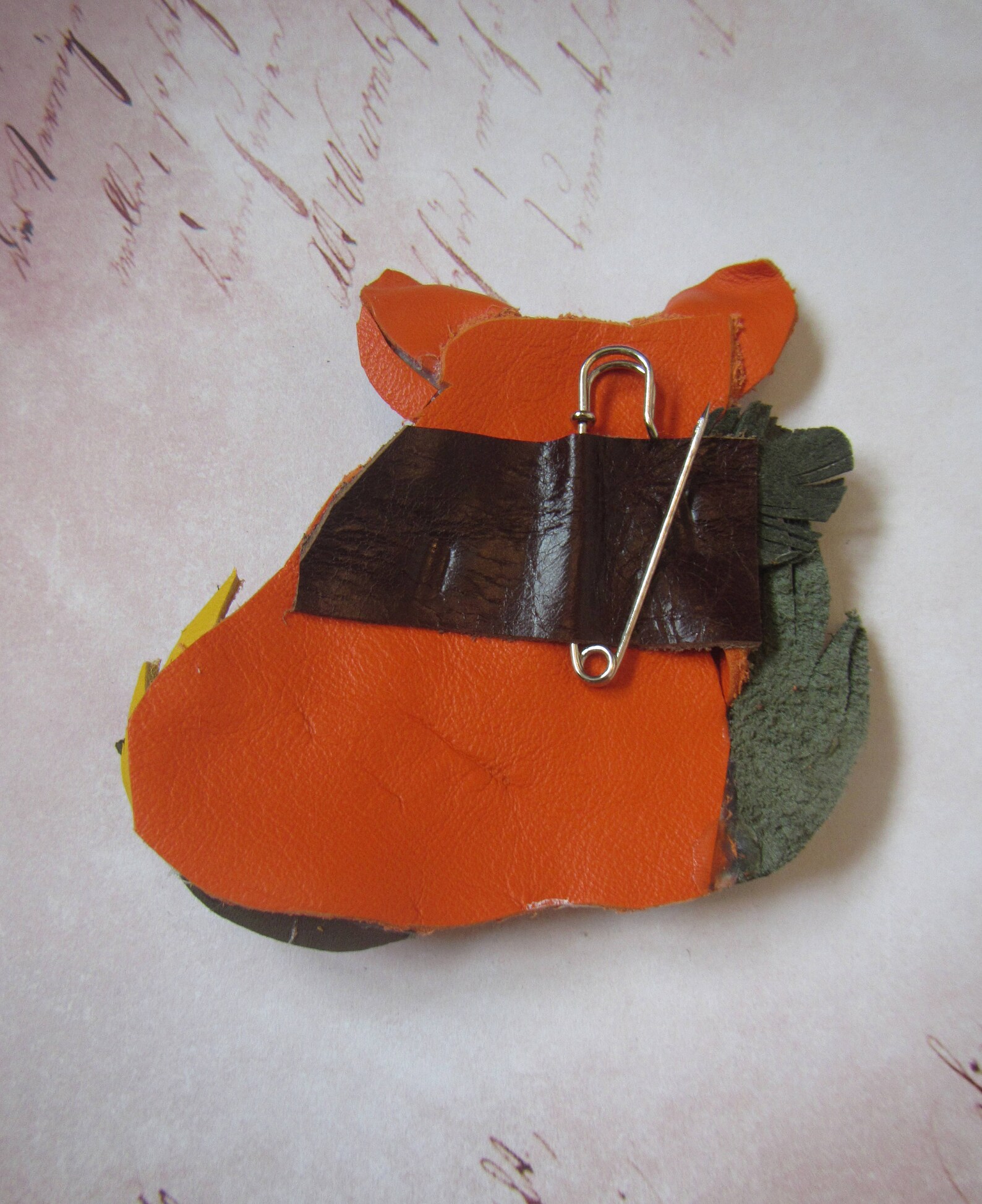 Fox Brooch Leather Red Fox Brooch Orage Fox Brooch Leather - Etsy