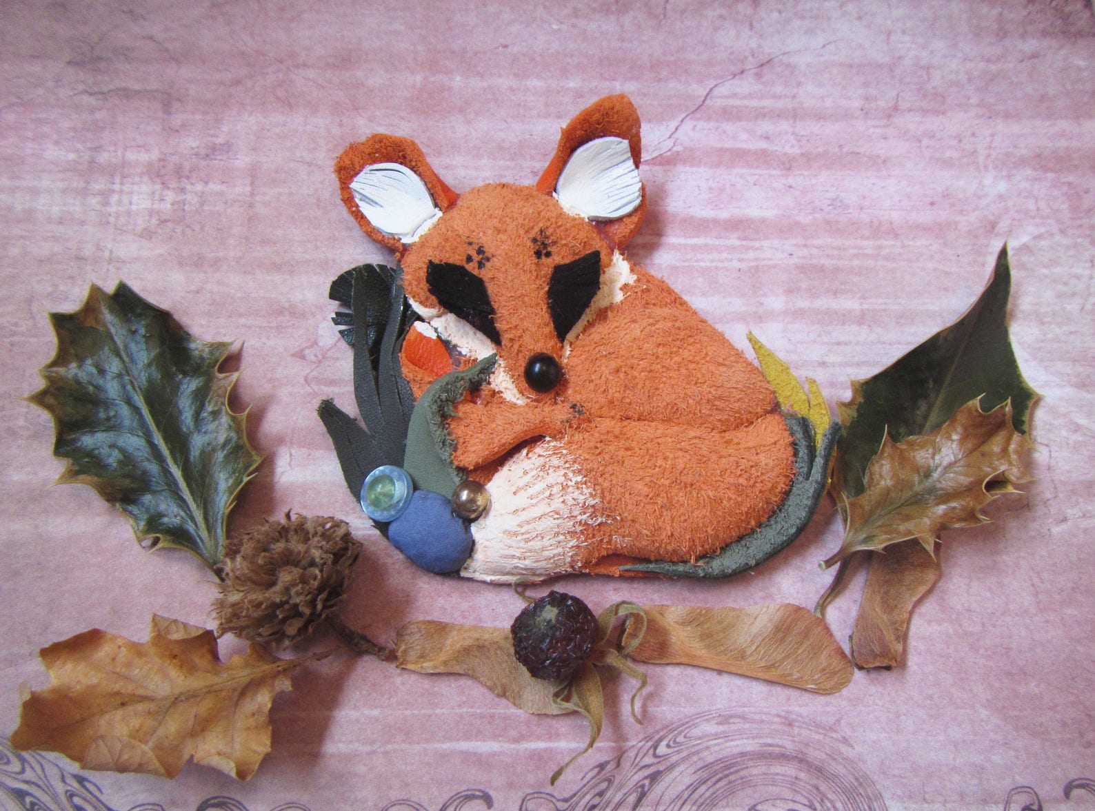 Fox Brooch Leather Red Fox Brooch Orage Fox Brooch Leather - Etsy