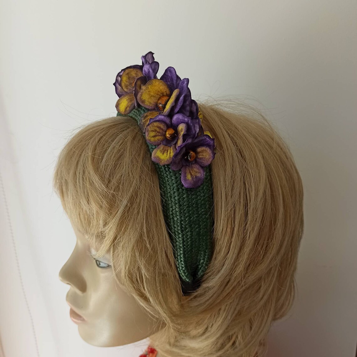 Velvet flowers violet headband violet flowers headband | Etsy