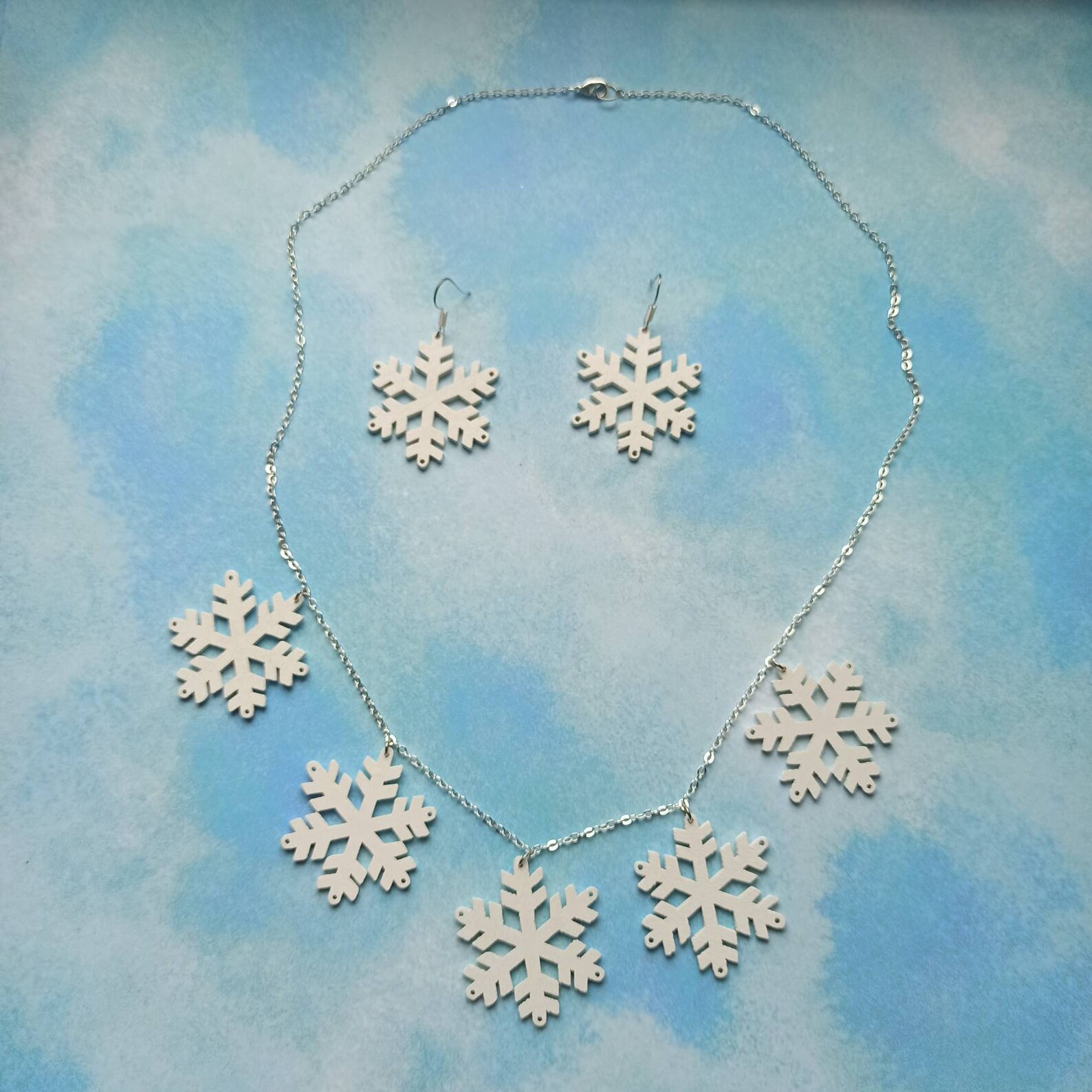 Christmas Necklace and Earrings Set Snowflake Christmas - Etsy UK