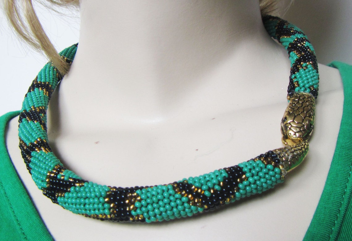 Snake Necklace Seed Beads Rope Snake Beaded Necklace Snake - Etsy