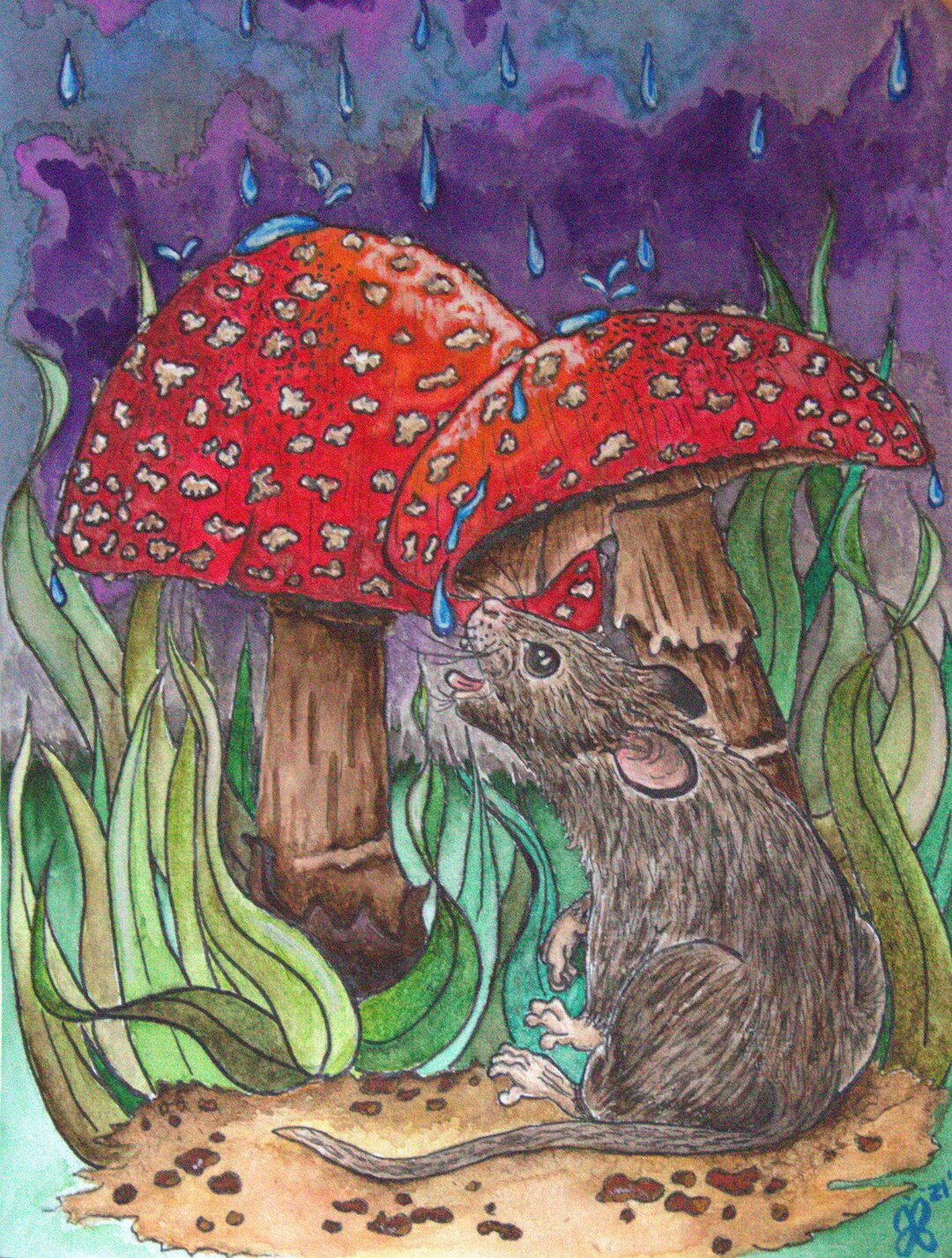 Mouse Under Mushroom Limited Art Print Unique Wall Decor for the Animal ...