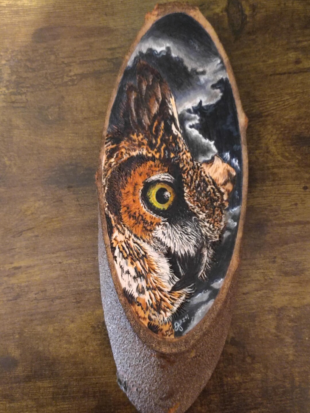 Owl Pyrography Woodburning Hand Drawn Art With Color Owl for Nature ...