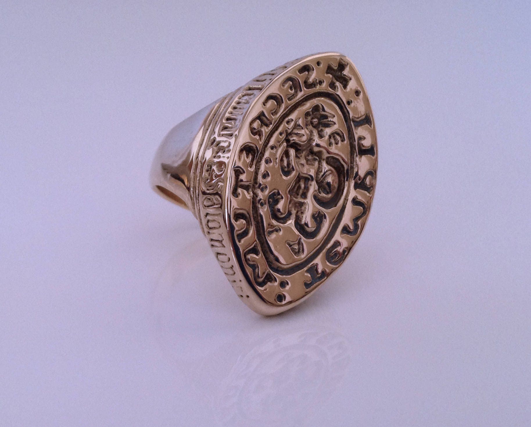 Knights Templar Abraxas Seal Ring Heavy 24ct Gold Plated Solid | Etsy