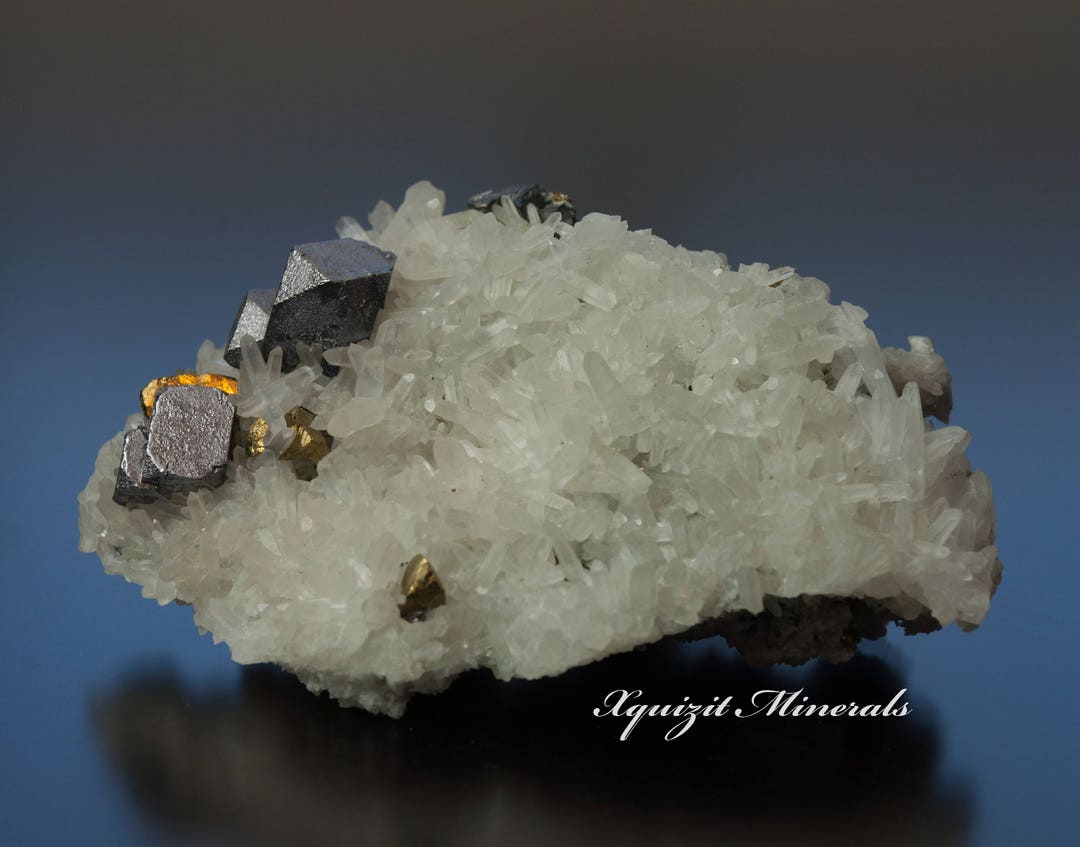 Galena on Quartz With Pyrite, Krushev Dol Mine, Madan, Bulgaria (28 ...