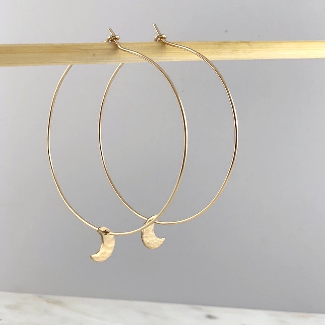 Crescent Moon Hoops - Etsy