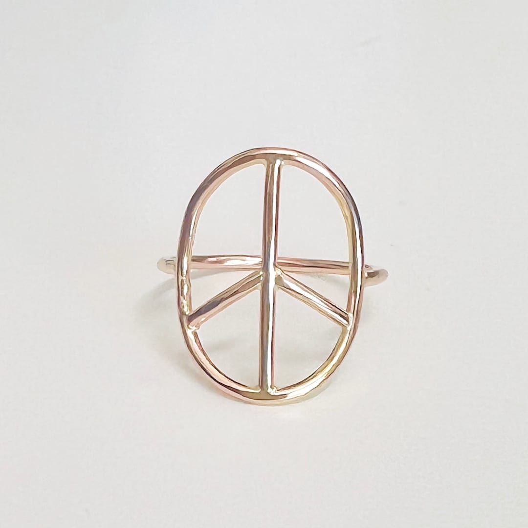 Oval Peace Sign GOLD FILLED Ring - Etsy