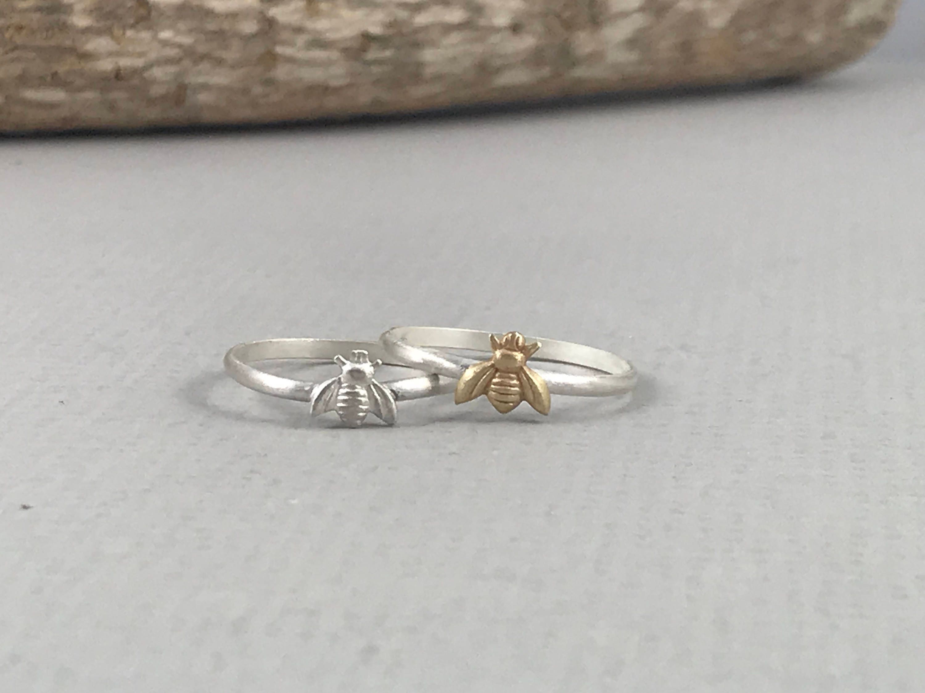 Bee Ring Stacking Ring Minimalist Ring Silver Meaningful - Etsy