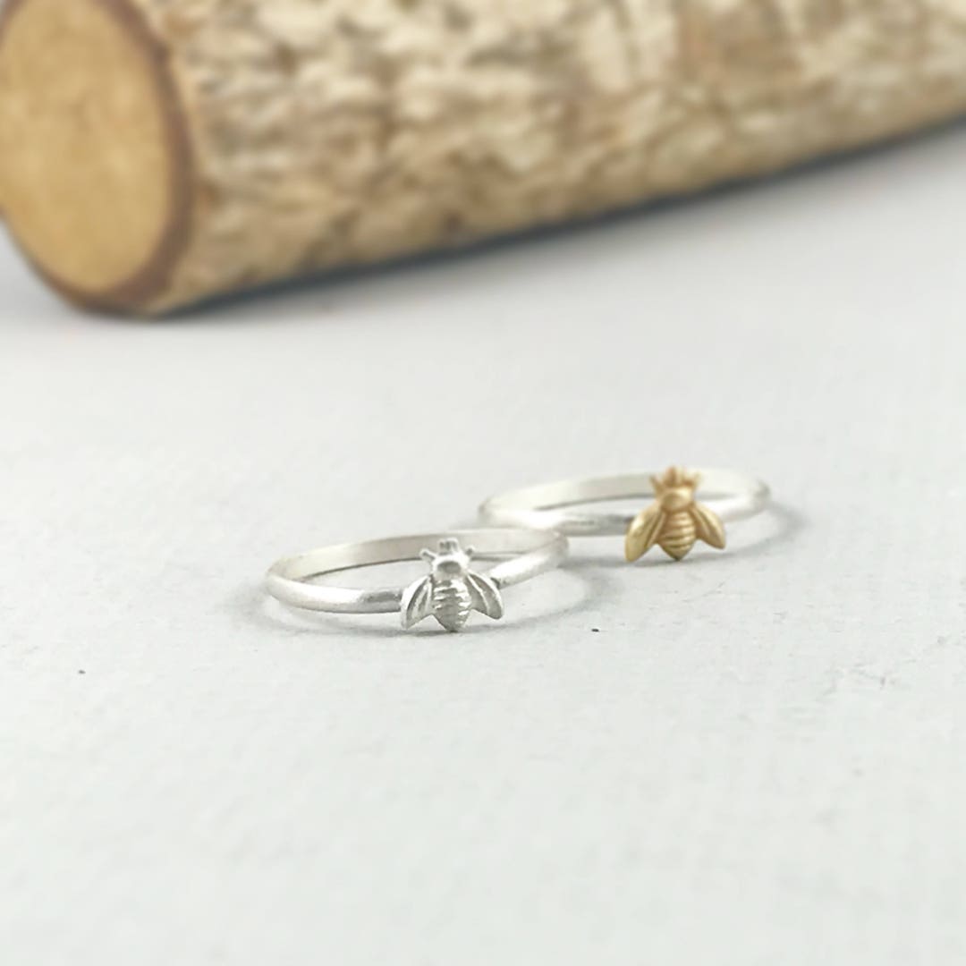 Bee Ring , Stacking Ring, Minimalist Ring, Silver, Meaningful Ring ...