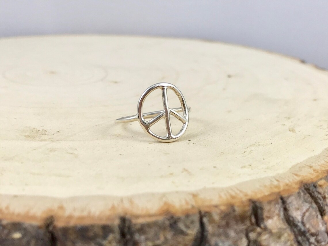 Peace Sign Stacking Ring Peace Ring Statement Ring Gift for - Etsy
