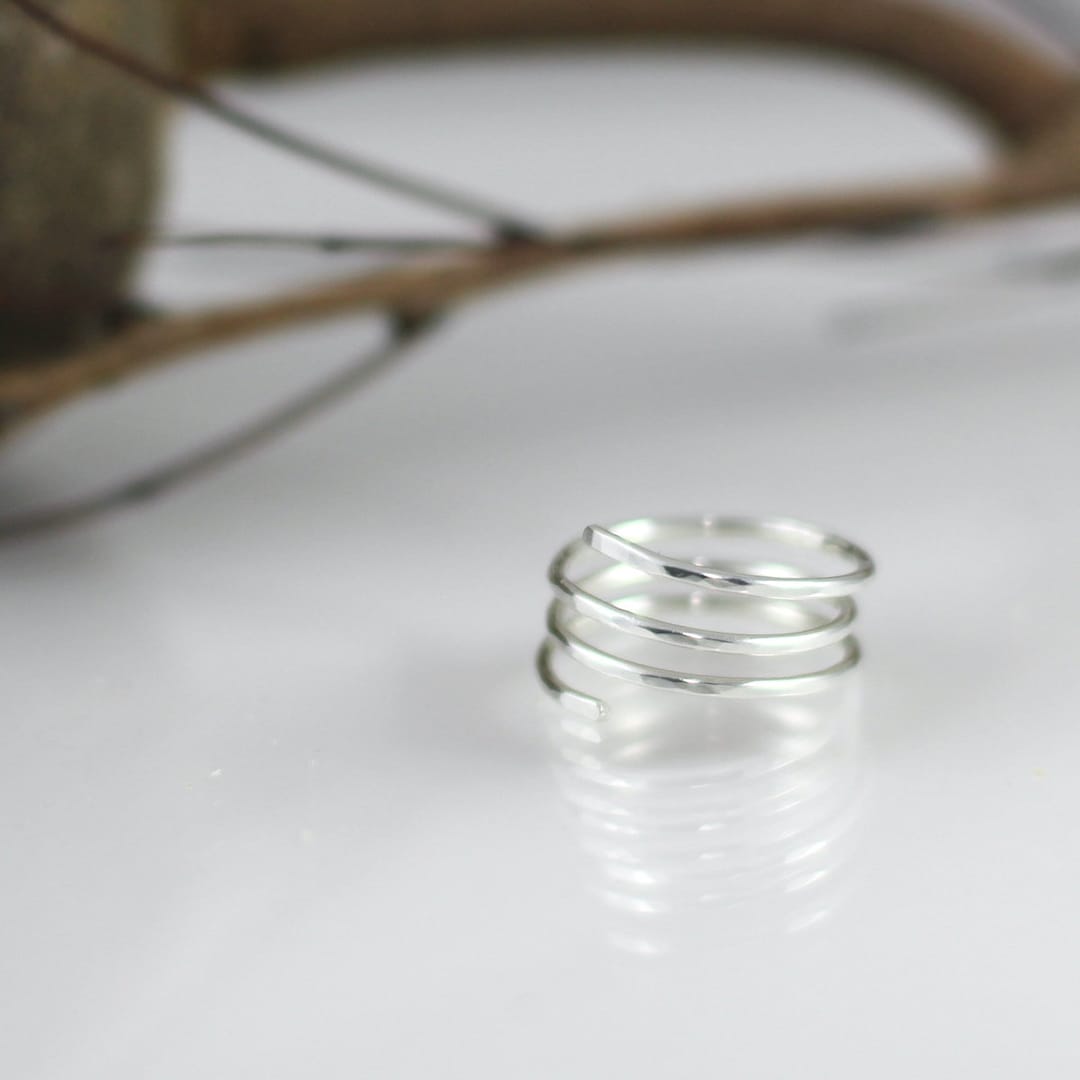 Sterling Silver Spiral Triple Coil Ring - Etsy