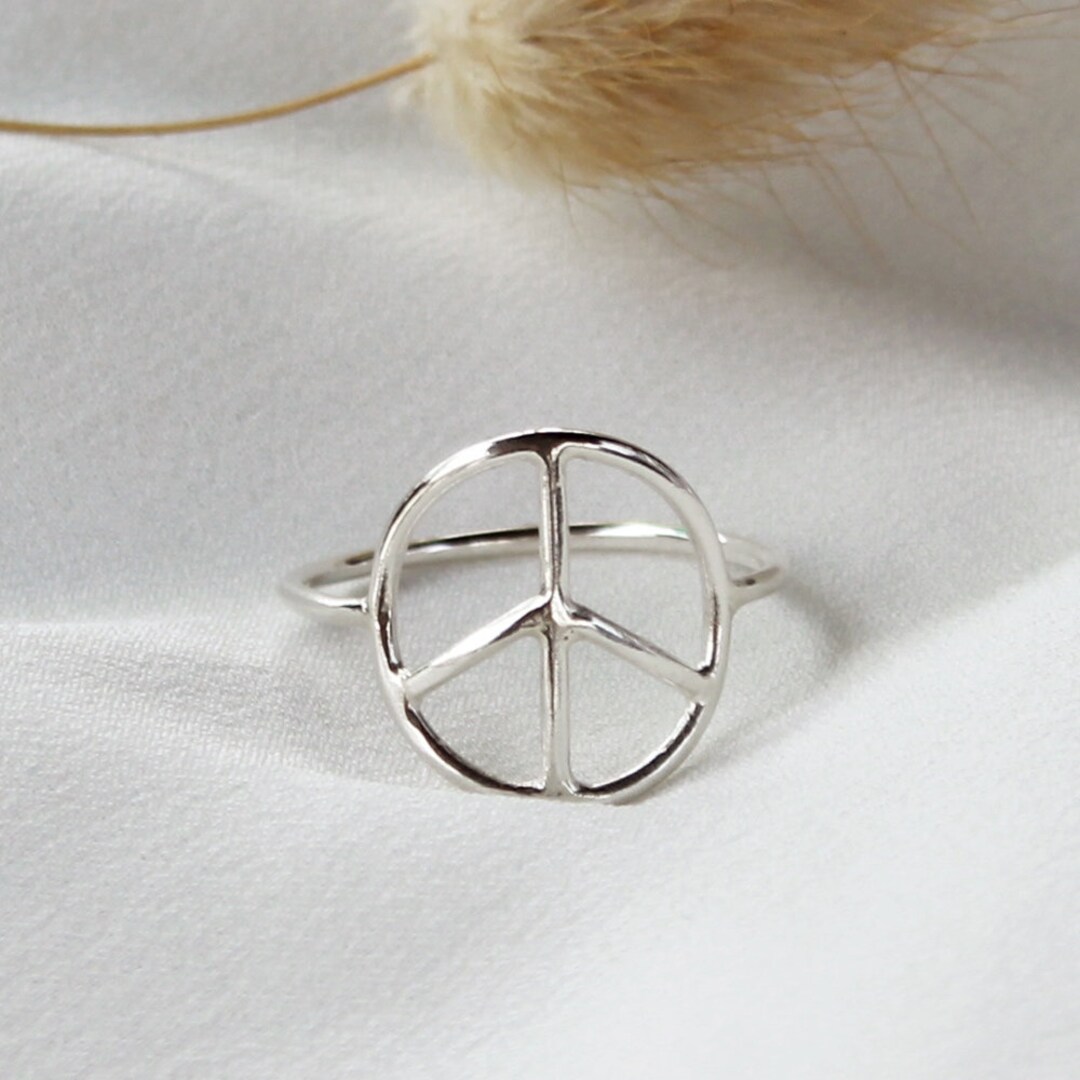 Peace Sign Stacking Ring, Peace Ring, Statement Ring, Gift for Her - Etsy