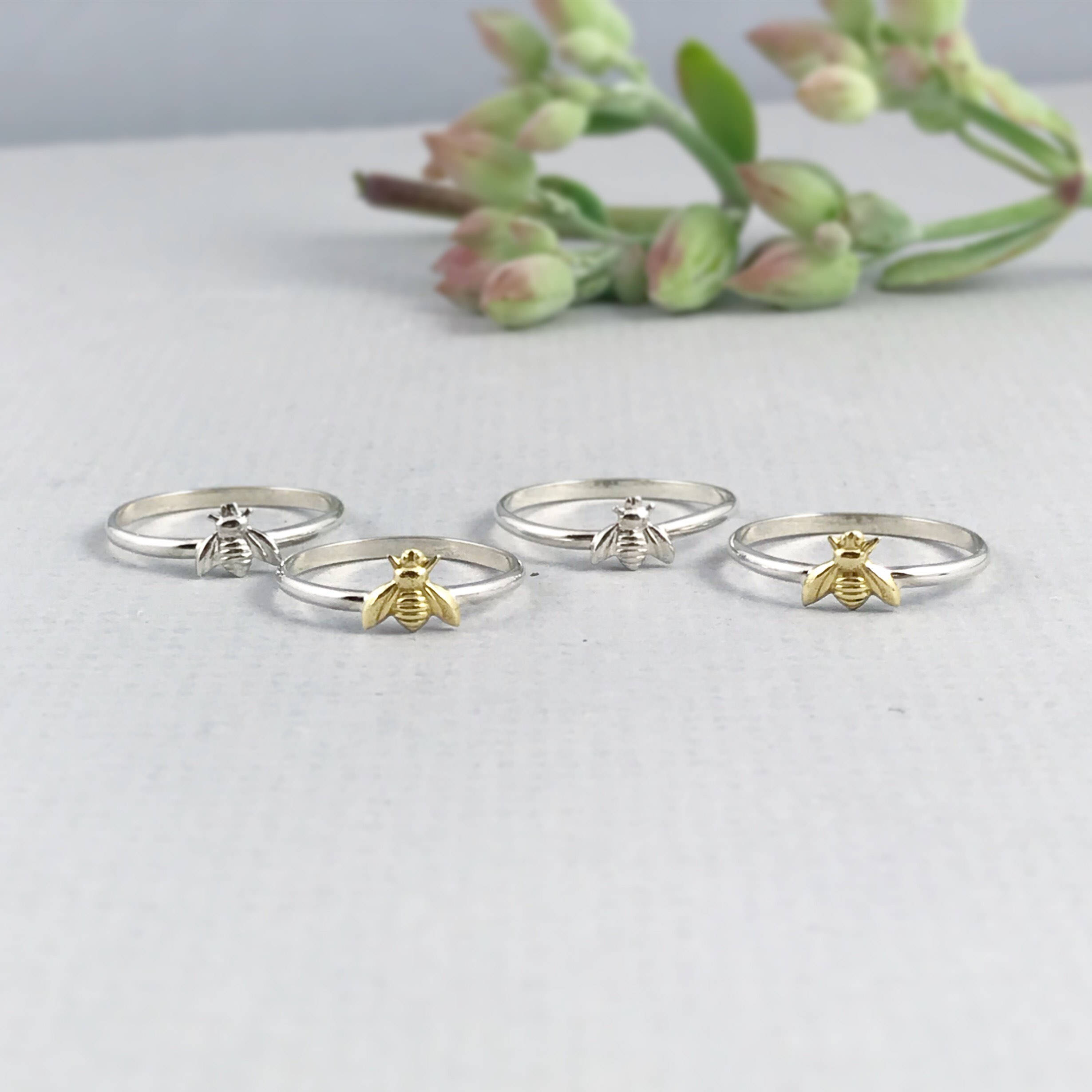Bee Ring Stacking Ring Minimalist Ring Silver Meaningful - Etsy