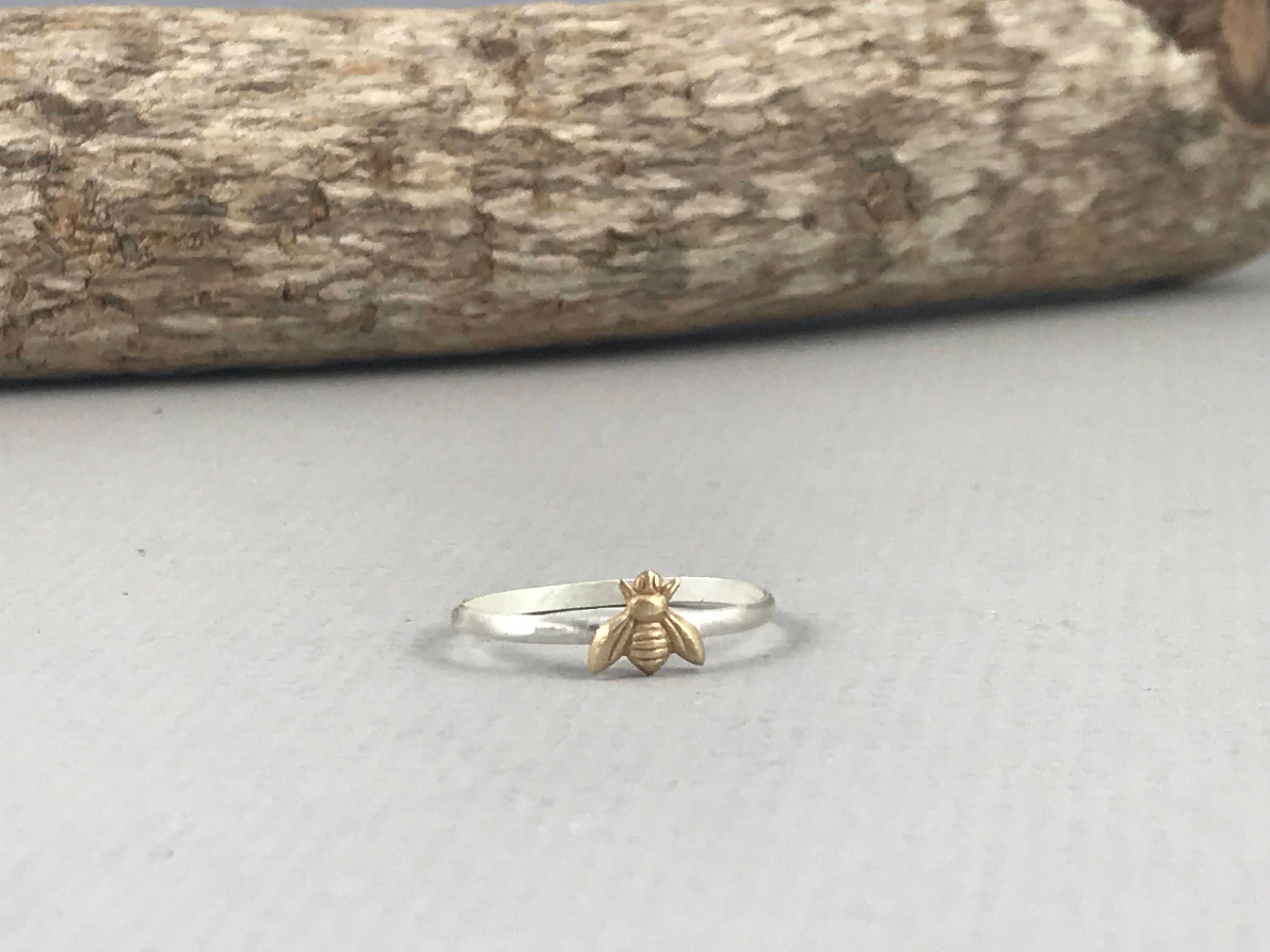 Bee Ring Stacking Ring Minimalist Ring Silver Meaningful - Etsy