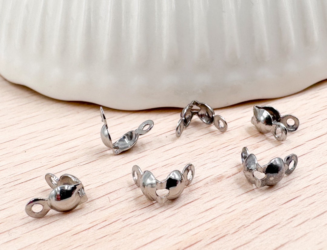 20 Stainless Steel End Caps, Fold Over Crimp Beads, Bead Tip Shells ...