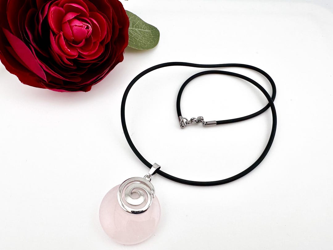Rose Quartz Pendant With Stainless Steel Clasp, Gemstone Pendant ...