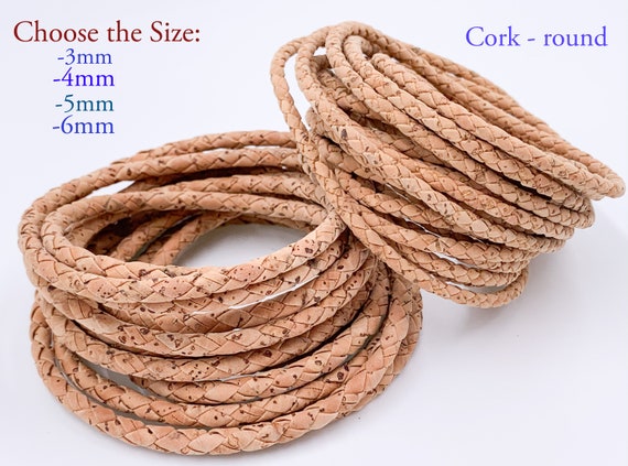 40cm Braided Round Portuguese Cork Cord 3/4/5/6mm Kork Round | Etsy