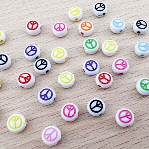 50x Acrylic Peace Sign Beads 4x7mm Spacer (choose Mix Colors/ Only ...