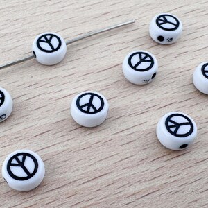 50x Acrylic Peace Sign Beads 4x7mm Spacer (choose Mix Colors/ Only ...