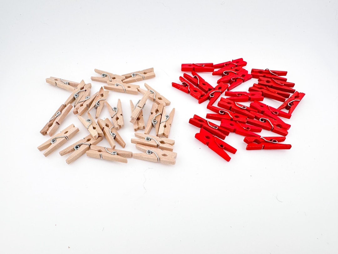 50 Mini Clothespins Wood 2.5cm IV, Mini Clothes Pegs, Mini Decorative ...