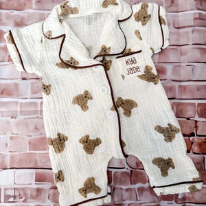 Custom Hand-embroidered Baby Pajamas / Short Baby Romper / Sleeper - Etsy