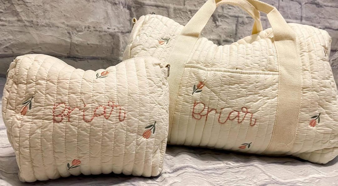 Custom Hand Embroidered Baby Travel Bag – Personalized Duffle or Diaper ...