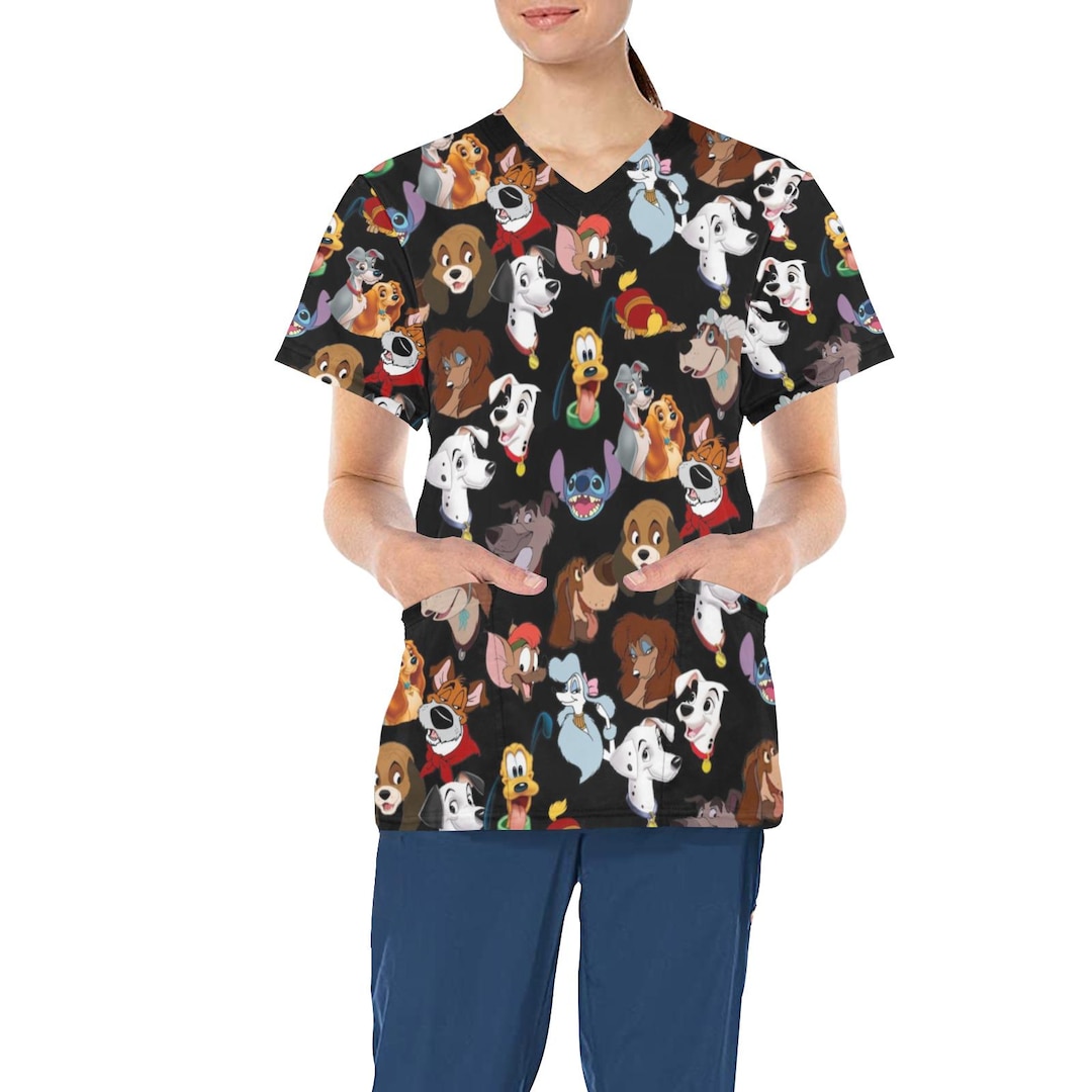 Disney Dogs Scrub Top | Dogs Scrub Top | Disney Nurse Scrub Top ...