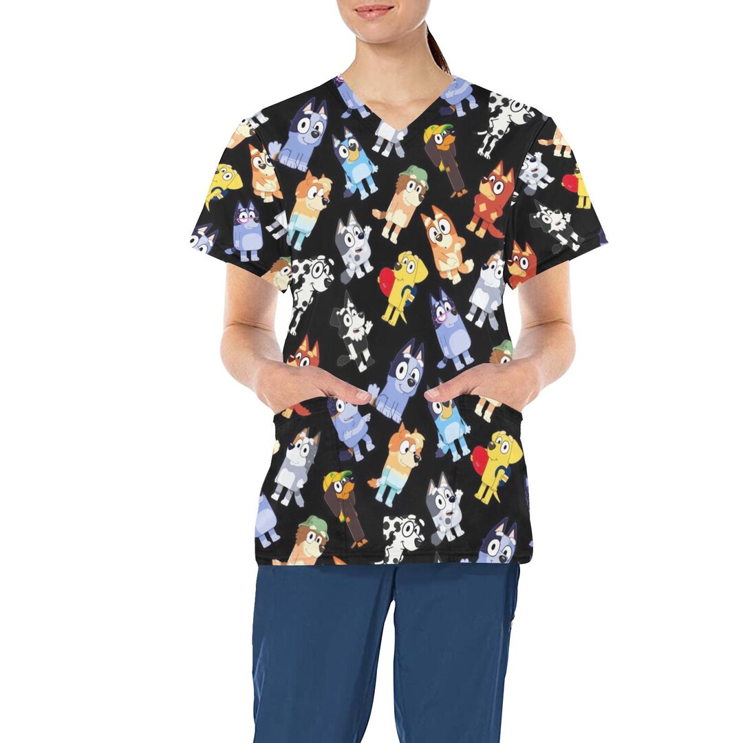 Blue Dog Scrub Top | Disney Dogs Scrub Top | Disney Nurse Scrub Top ...