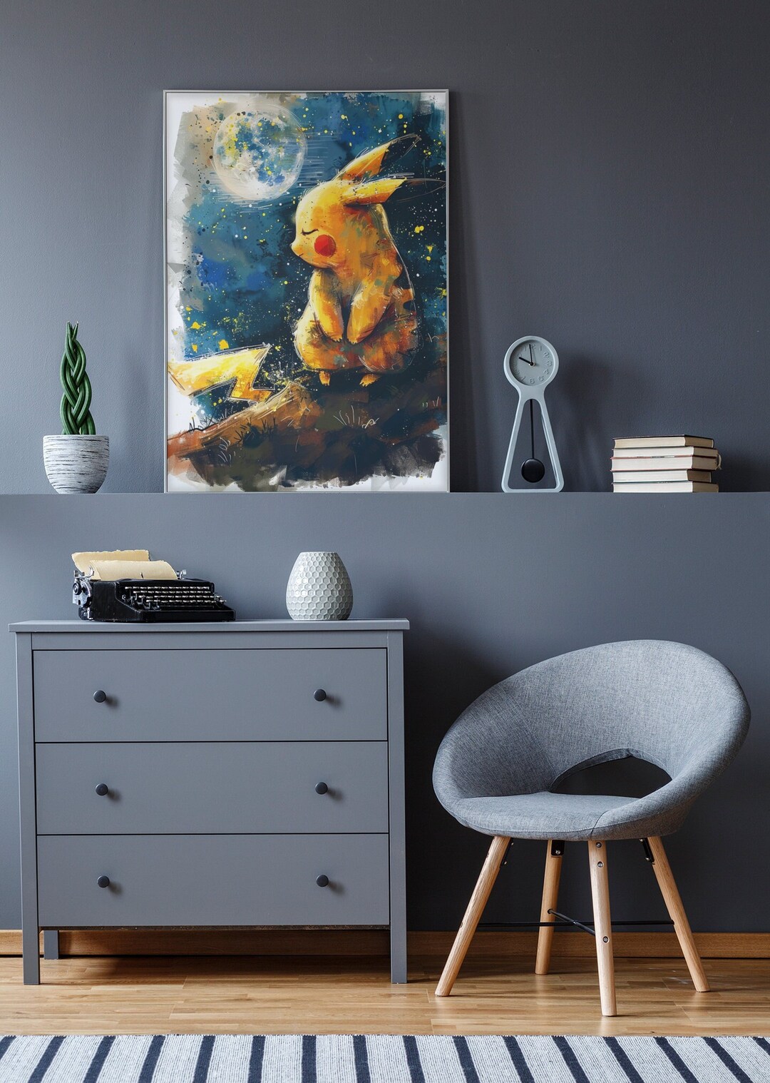 Dreamy Pikachu Pokémon Poster, Printable Digital Print, Wall Art, Gift ...