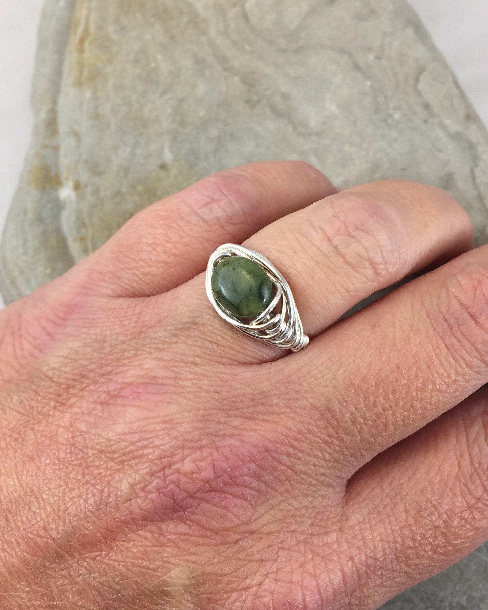 Irish Connemara Marble Ring, Celtic Ring Silver, Green Ireland Stone ...