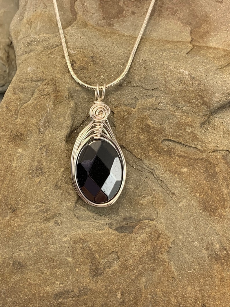 Natural Hematite Necklace for Women, Charcoal Gray Hematite Pendant ...