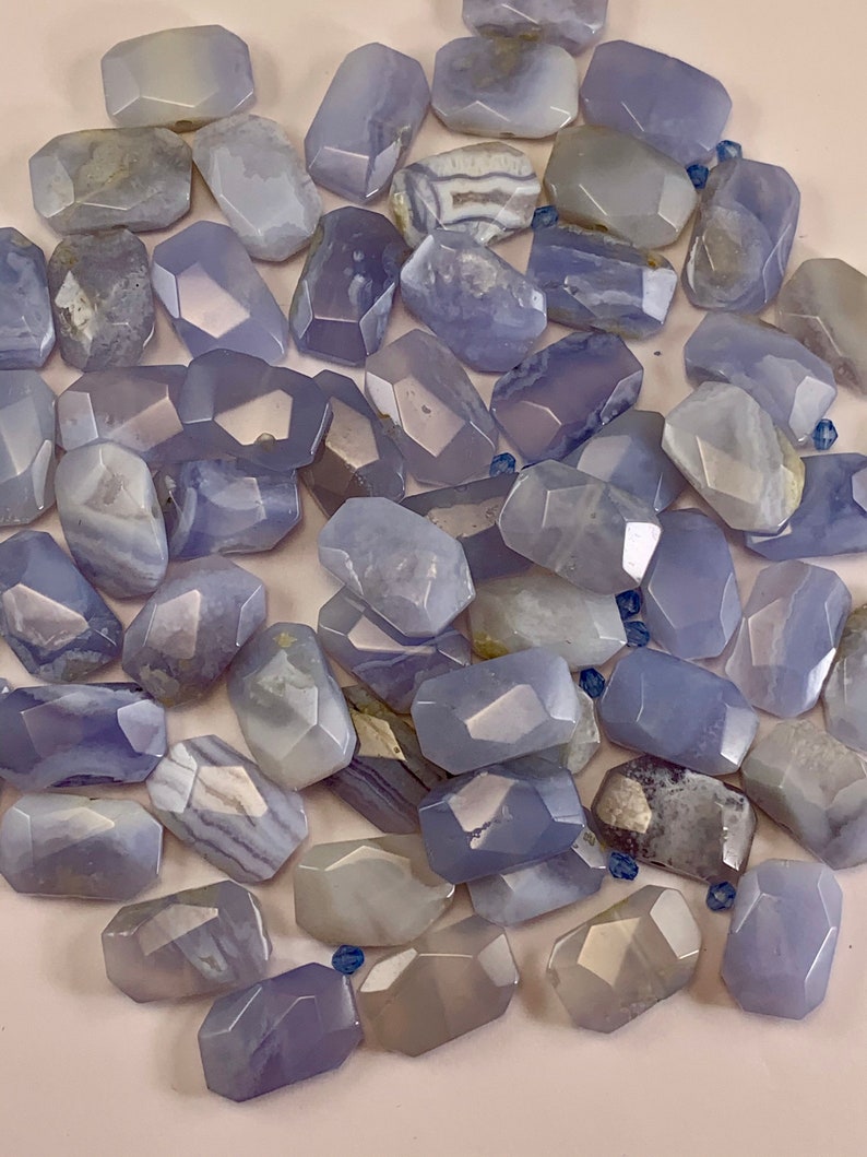 Large Blue Lace Agate Necklace, Natural Blue Lace Agate Pendant With ...