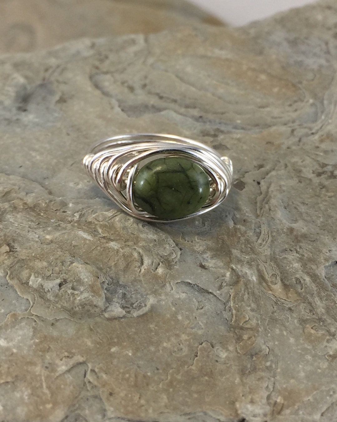 Irish Connemara Marble Ring, Celtic Ring Silver, Green Ireland Stone ...