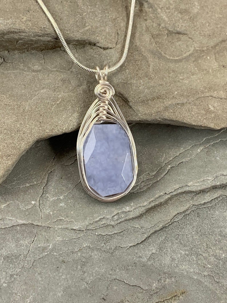 Large Blue Lace Agate Necklace Natural Blue Lace Agate - Etsy