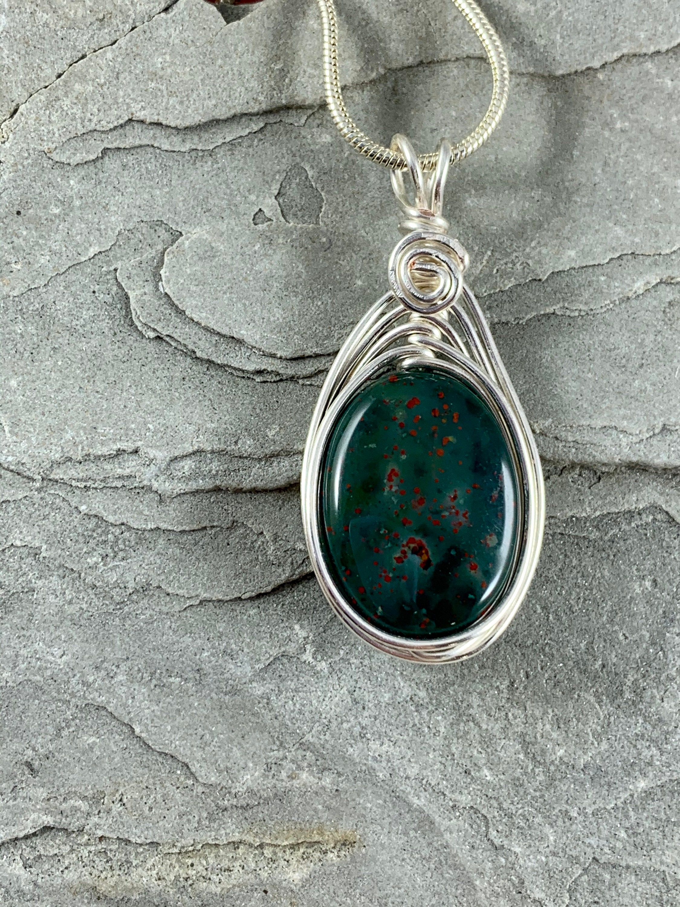 Natural Bloodstone Necklace for Women Wire Wrapped Bloodstone - Etsy