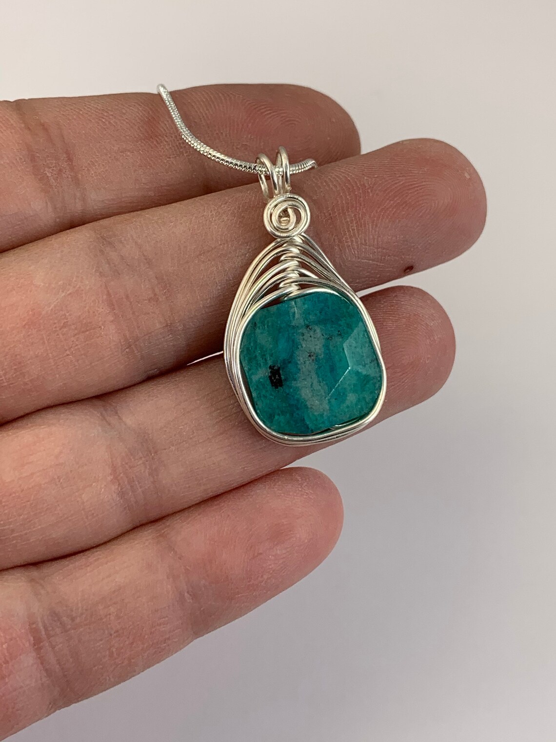 Russian Amazonite Necklace for Women, Natural Amazonite Pendant With ...