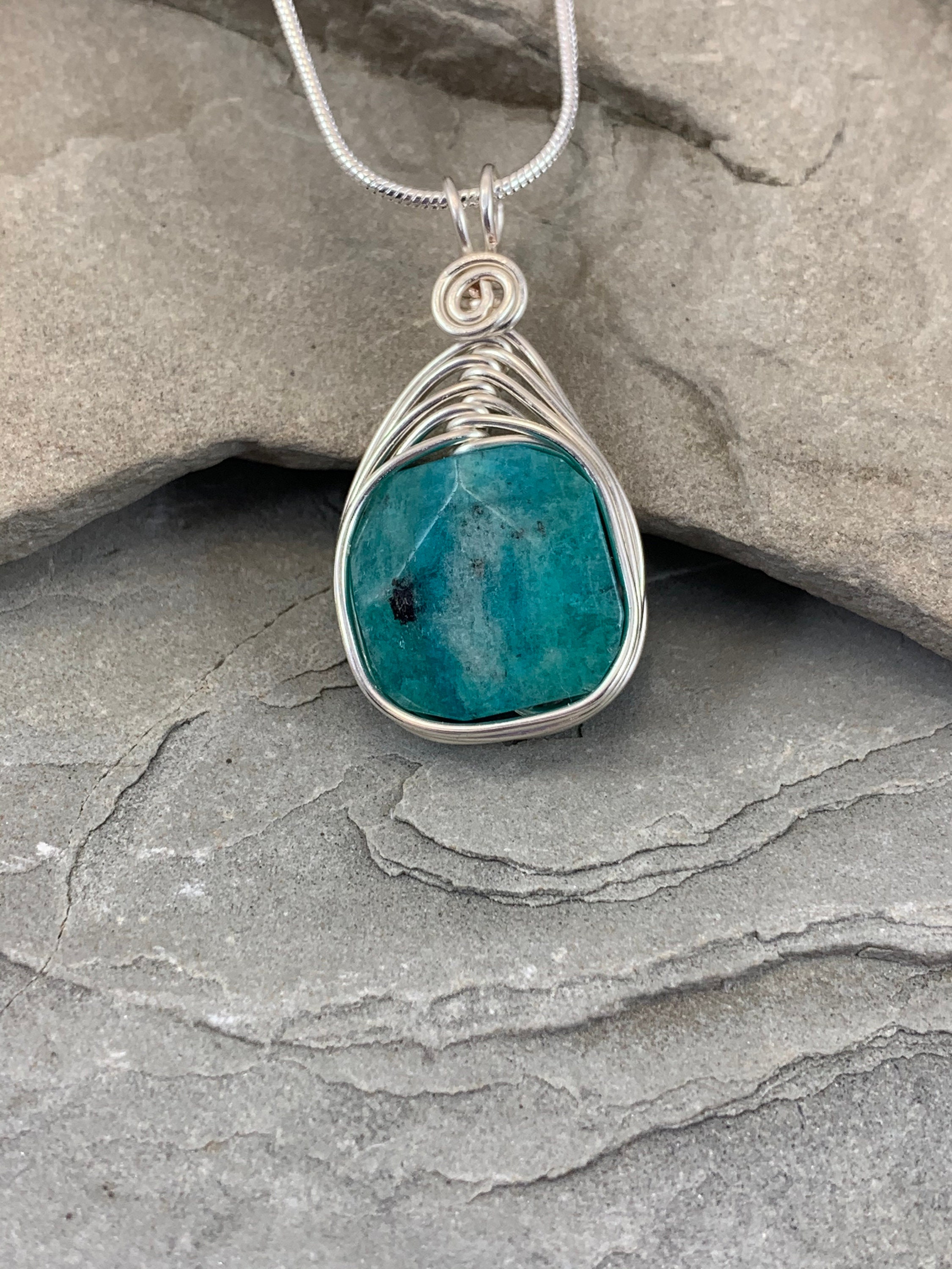 Russian Amazonite Necklace for Women, Natural Amazonite Pendant With ...