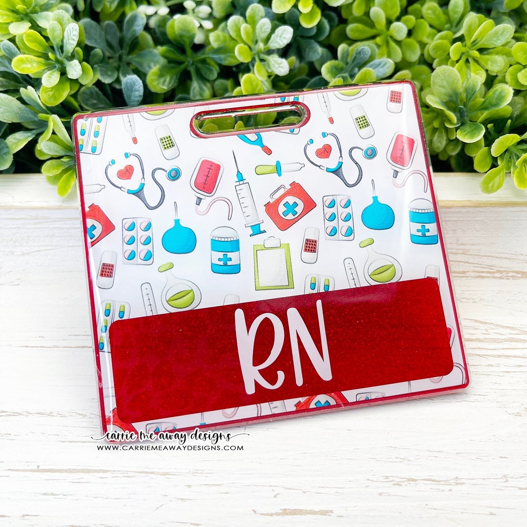 Medical Print Custom Badge Buddy, Glitter Badge Buddy, Nurse Badge ...