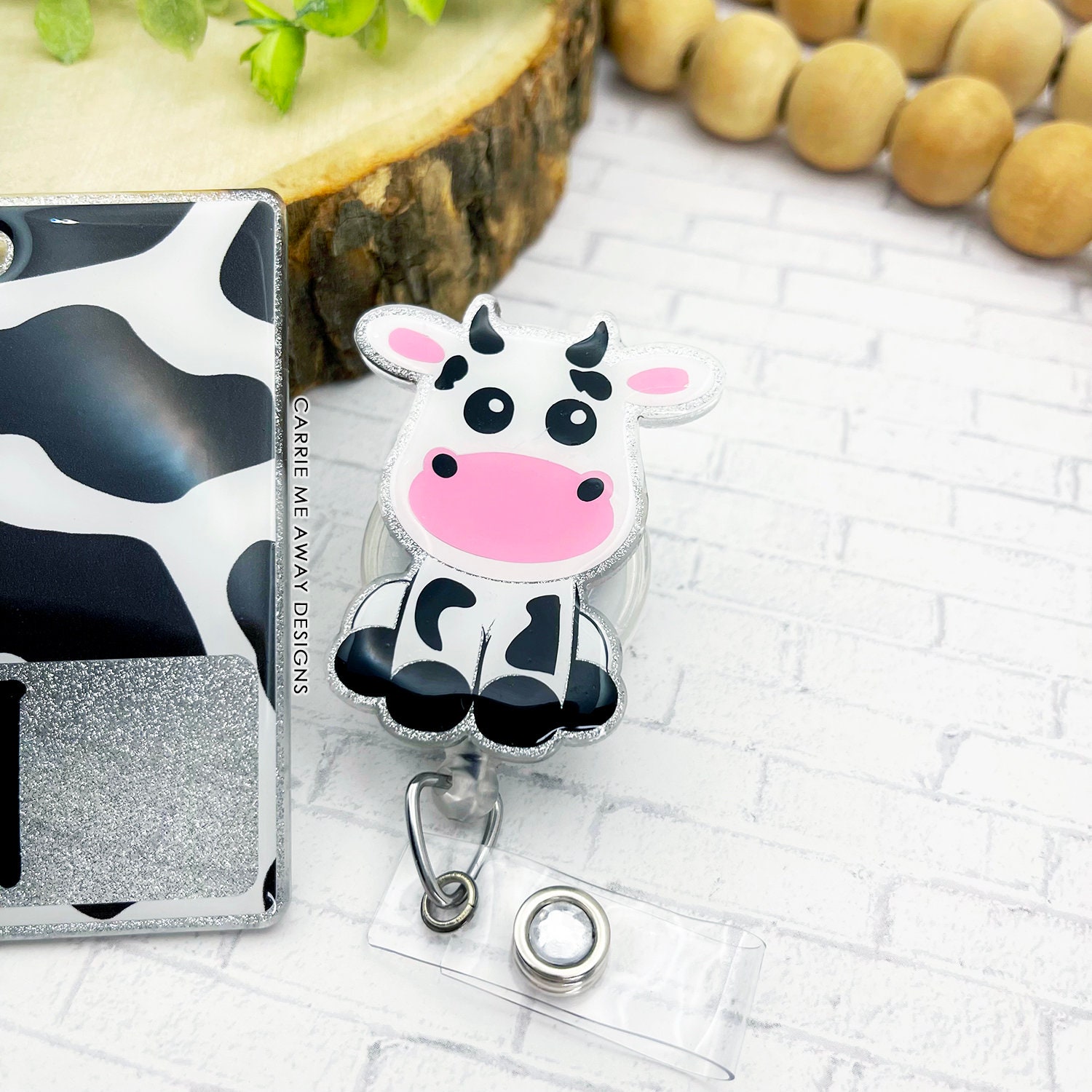 Badge Buddy & Reel Set Cow Print Glitter Badge Buddy Nurse - Etsy