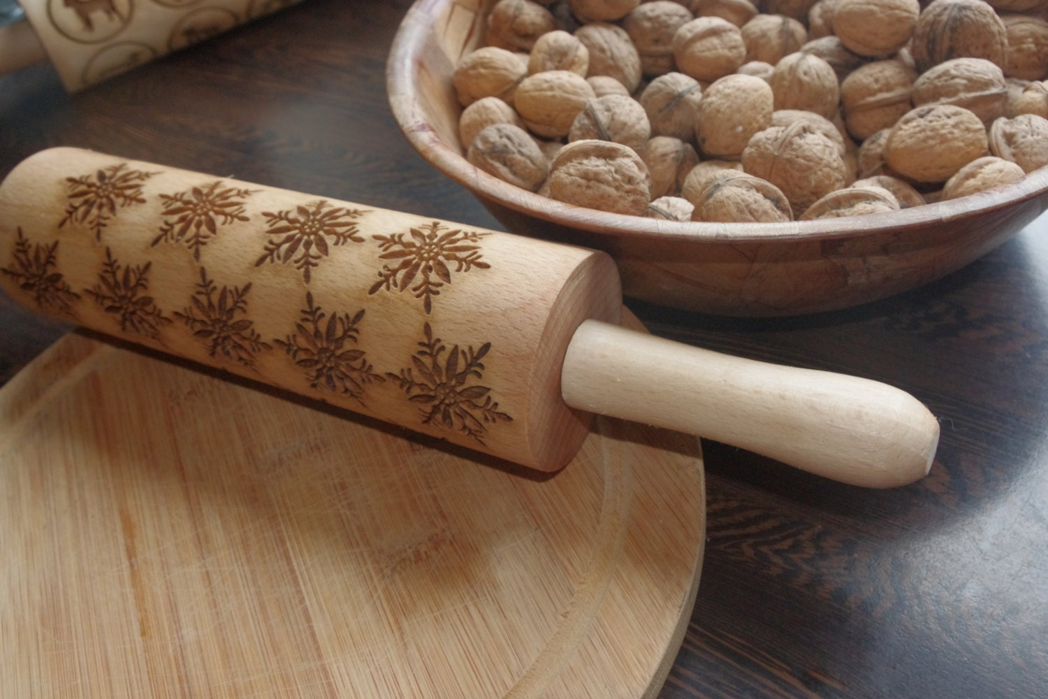 Laser Engraved Rolling Pin With Snowflakes - Etsy